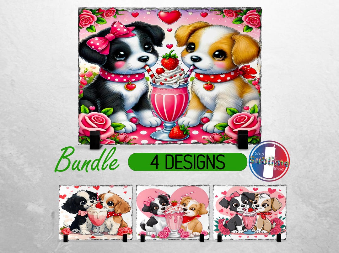 Valentines Day Puppy Slate PNG Valentines Day Slate File Bundle ...