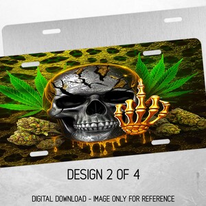 Funny Skull Weed License Plate PNG Bundle Cannabis Marijuana License ...