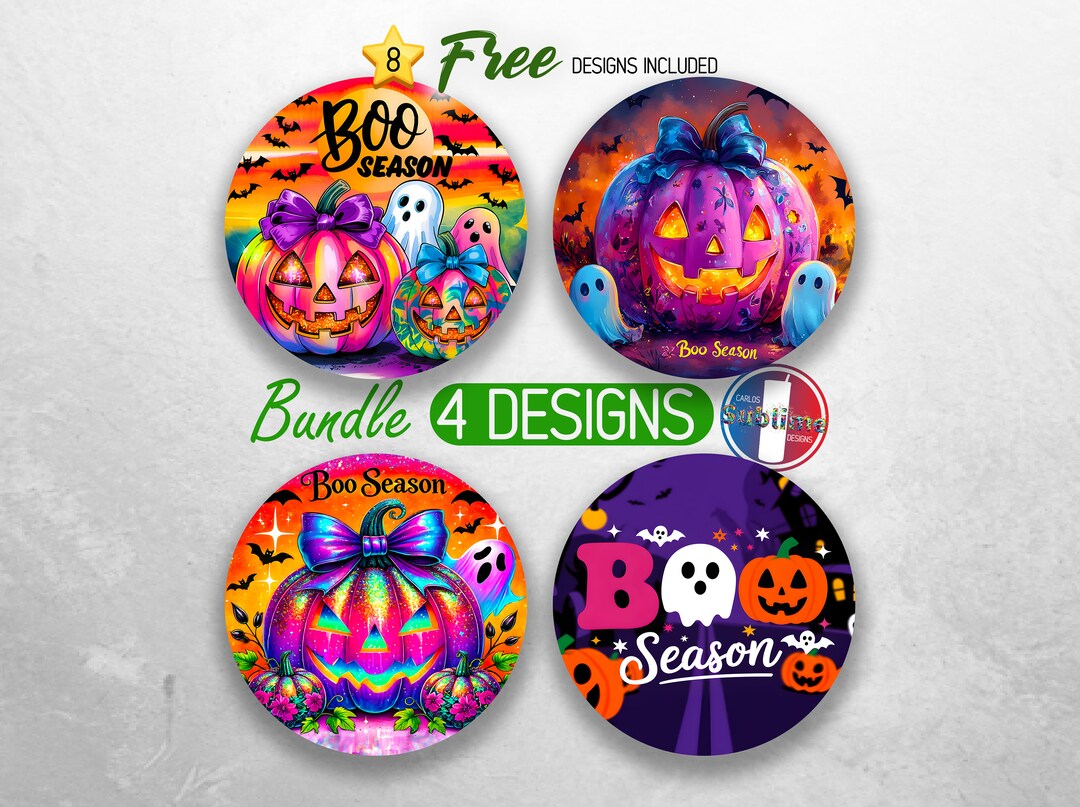 Boo Season Car Coaster PNG Bundle Pink Halloween Coaster Png ...