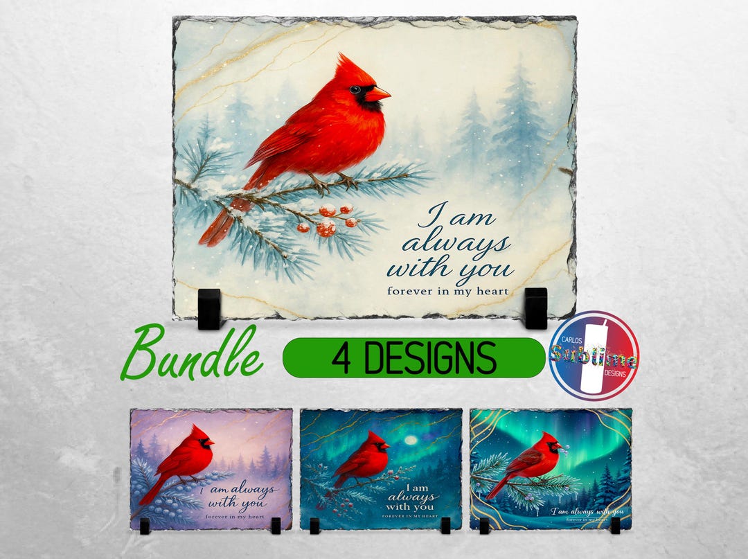 In Loving Memory Slate PNG Memorial Red Cardinal Slate File Bundle ...