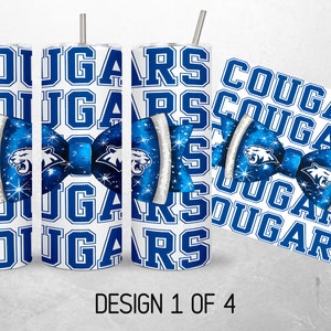 Cougars School Team Tumbler Wrap Bundle Mascot White Blue Team Football ...