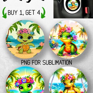 Cute Sea Turtle Car Coaster PNG Bundle Tropical Turtle Coaster Png ...