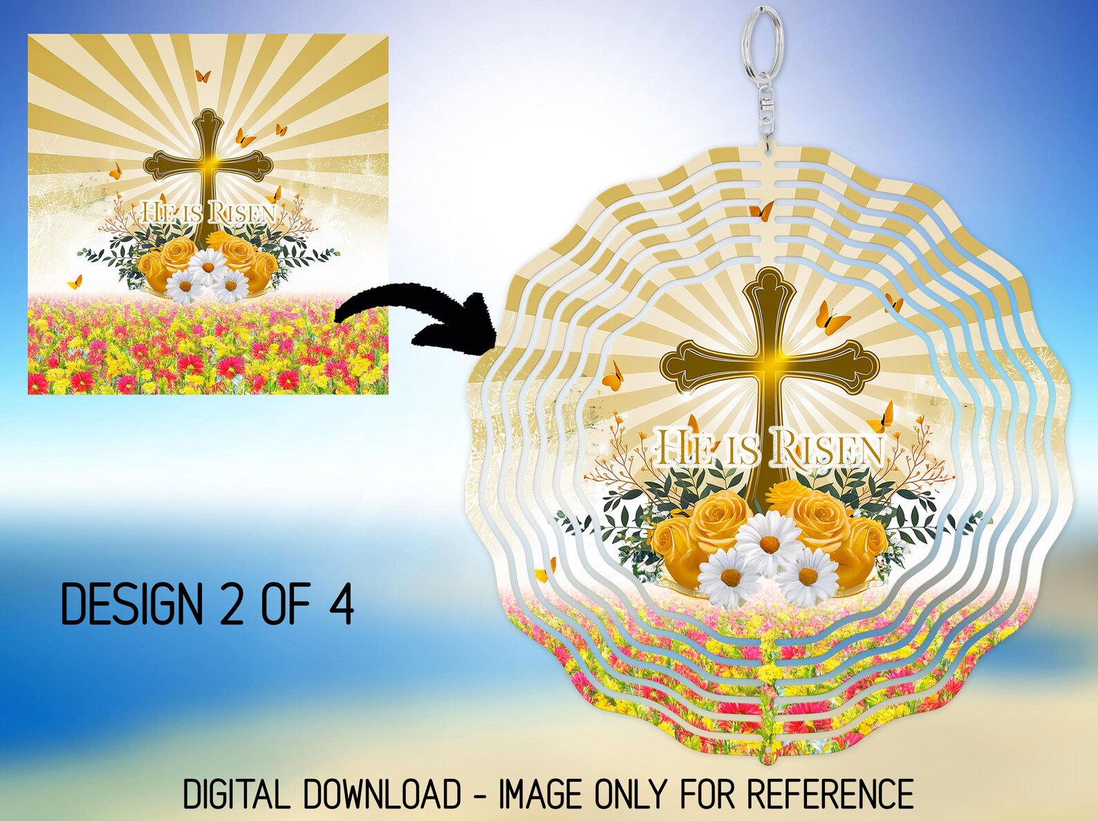 Easter He is Risen Wind Spinner PNG Design Bundle Floral Christian ...
