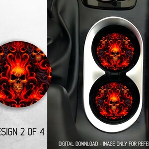 Flame Skull Car Coaster PNG Melted Skulls Car Coaster Sublimation ...