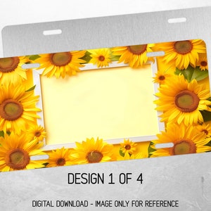 Add Name Sunflowers License Plate PNG Spring Flower License Plate ...