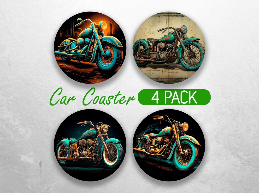 Motorcycle Car Coaster PNG Vintage Motorcycle Car Coaster Sublimation ...