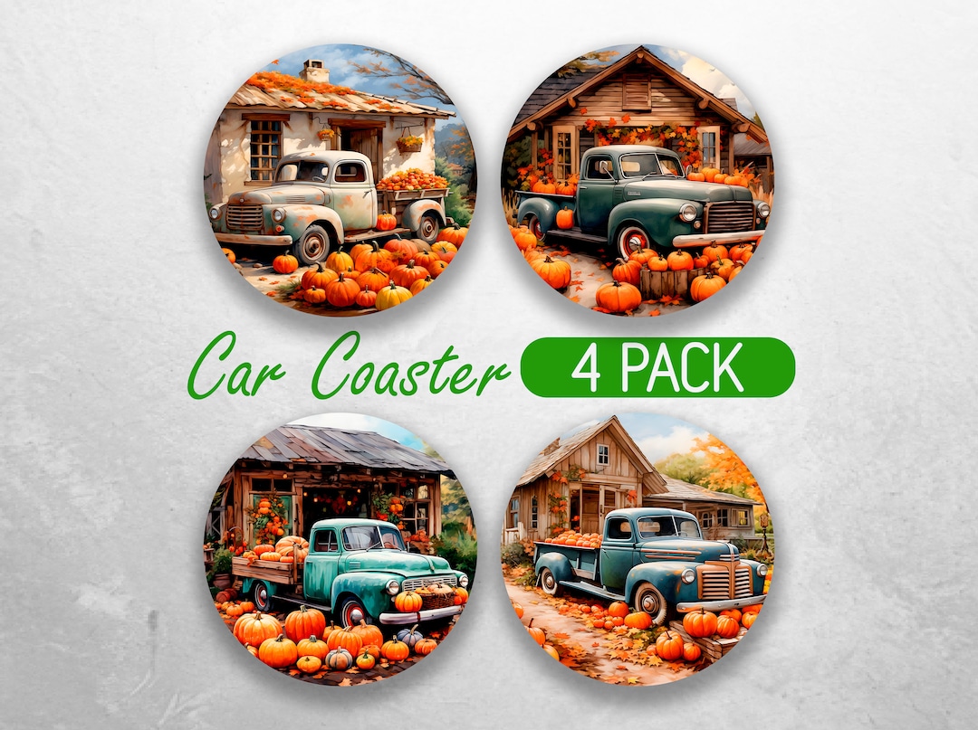 Fall Pumpkin Car Coaster PNG Fall Car Coaster Sublimation Designs ...