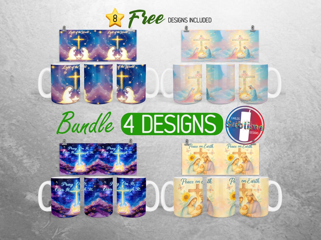 Nativity Scene Mug Wrap Bundle Christmas Christian Religious Mug PNG ...