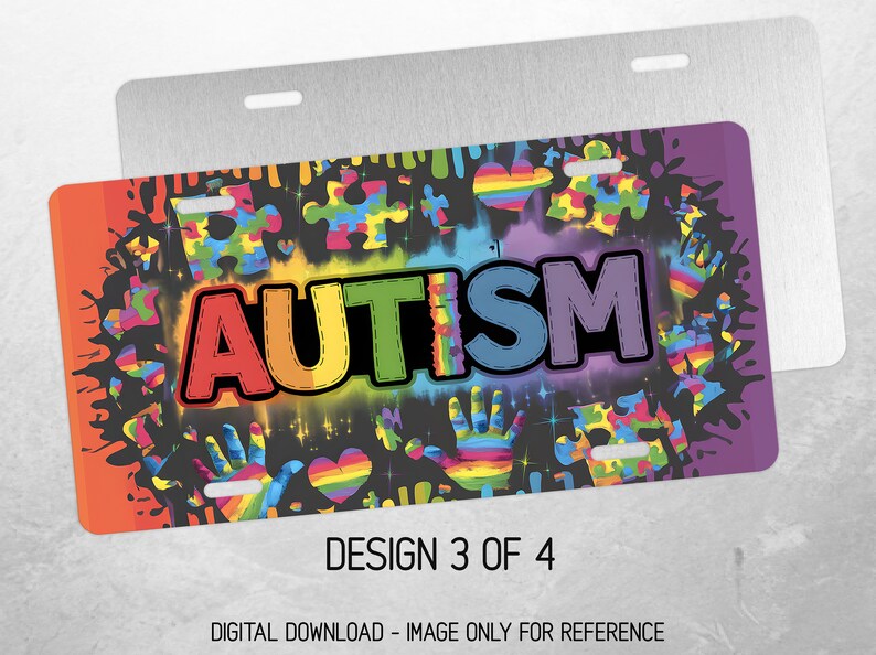 Autism License Plate PNG Bundle Autism Awareness License Plate Design ...