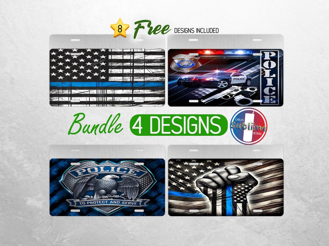 Police License Plate PNG Bundle Police Officer License Plate Design USA ...