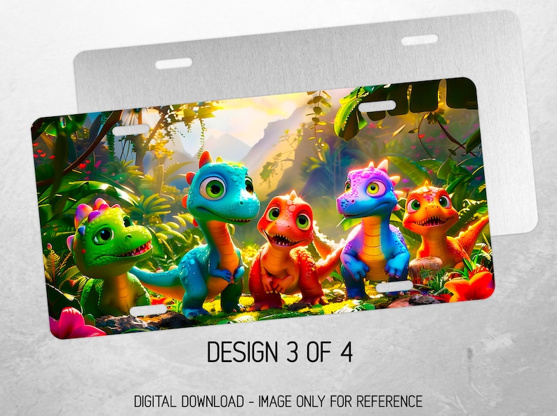 Cute Dinosaurs License Plate PNG Dino Add Name License Plate Design ...