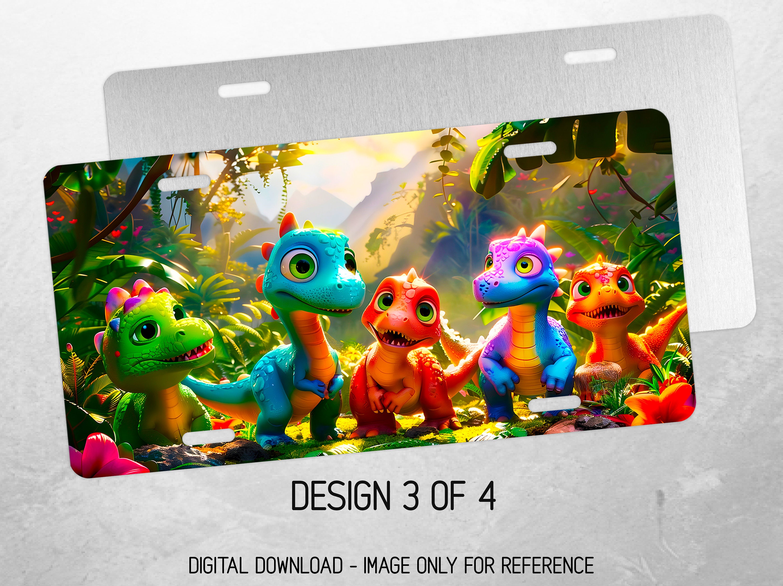 Cute Dinosaurs License Plate PNG Dino Add Name License Plate Design ...