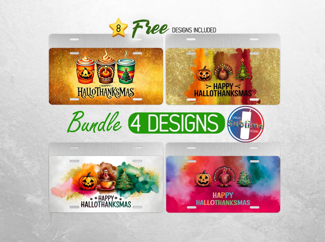 Happy Hallothanksmas License Plate PNG Bundle Fun Halloween License ...