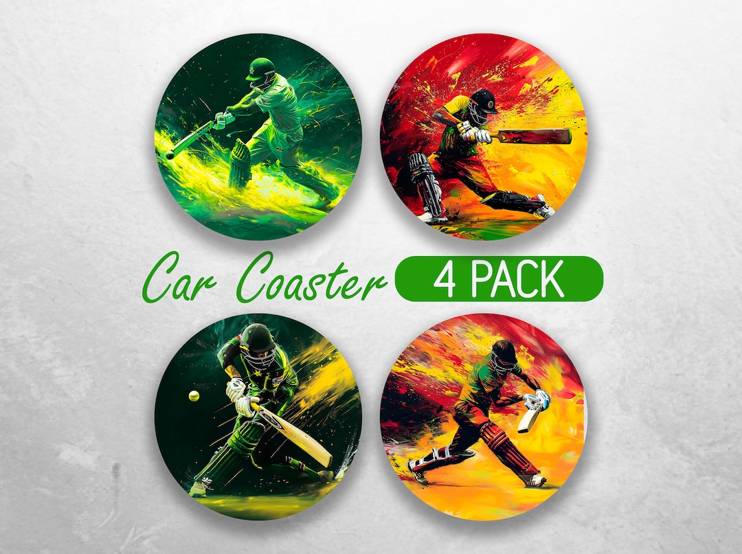 Sports Cricket Car Coaster PNG Cricket Player Car Coaster Sublimation ...