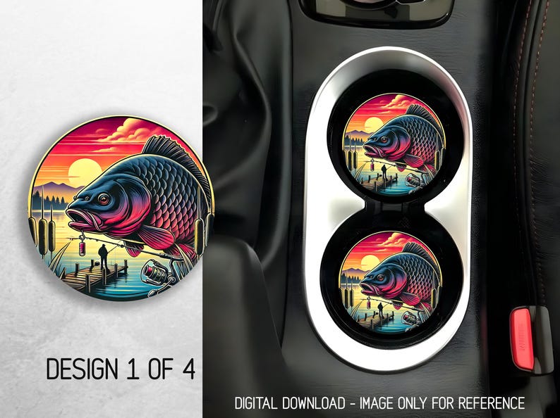 Carp Fishing Car Coaster PNG Bundle Carp Fish Car Coaster Sublimation ...