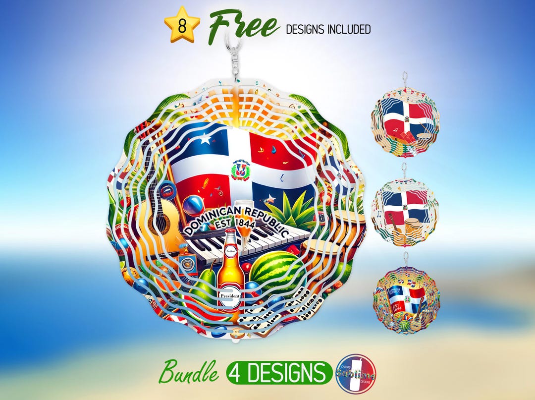 Dominican Republic Wind Spinner PNG Design Bundle Dominican Flag ...