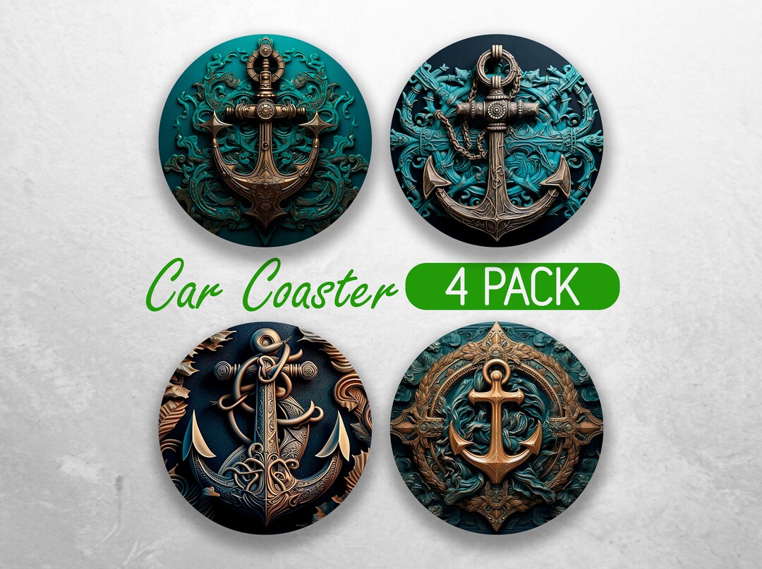 Nautical Anchor Car Coaster PNG Sea Ocean Car Coaster Sublimation ...