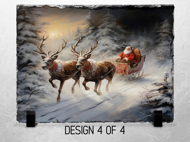 Christmas Santa Reindeer Slate PNG | Slate File Bundle Sublimation ...