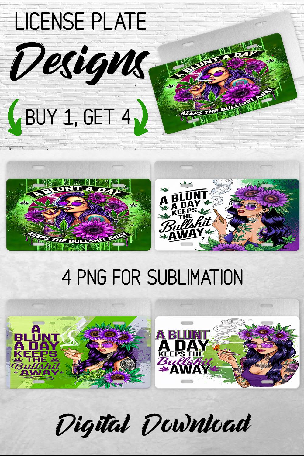 Fun Weed Sarcastic License Plate PNG Bundle Blunt Keeps Bullshit Away ...