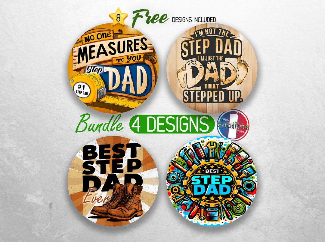 Step Dad Car Coaster PNG Father's Day Car Coaster Sublimation Designs ...