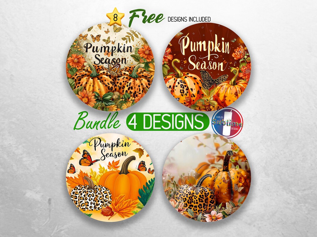 Fall Pumpkin Season Car Coaster PNG Bundle Pumpkins Fall Coaster Png ...