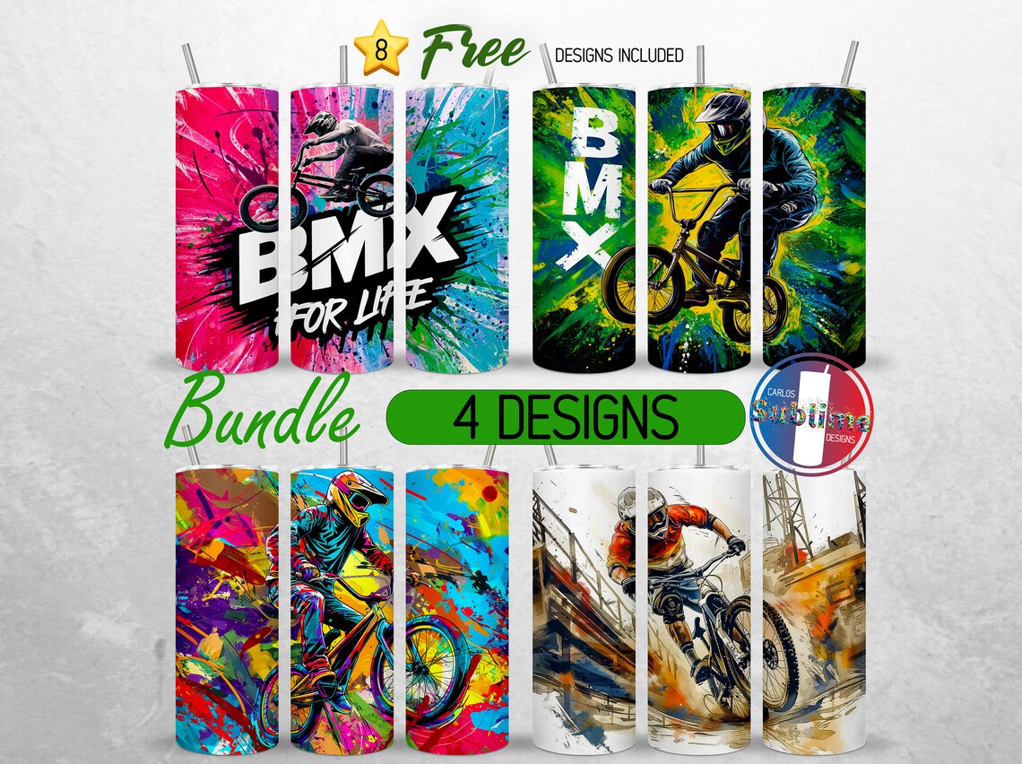 Seamless Graffiti BMX Tumbler Wrap Bundle BMX Biker 20oz Tumbler PNG ...