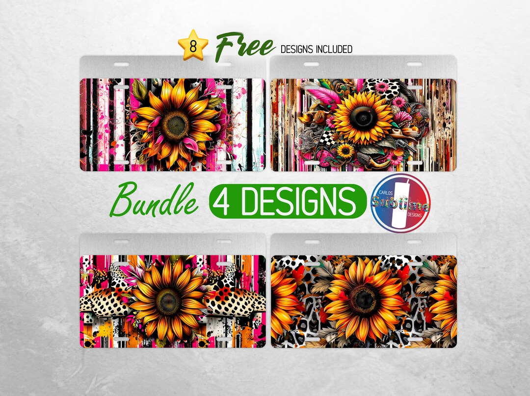 Sunflower Cow Print License Plate PNG Mama Western License Plate Design ...