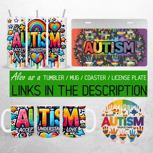 Autism Car Coaster PNG Bundle Autism Awareness Coaster Png Sublimation ...