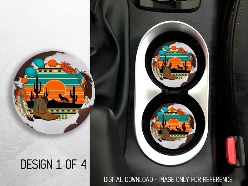 Boho Western Car Coaster PNG Bundle Aztec Southwestern Car Coaster ...