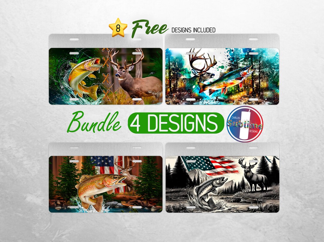 Trout Fishing License Plate PNG Hunting Deer License Plate Design ...