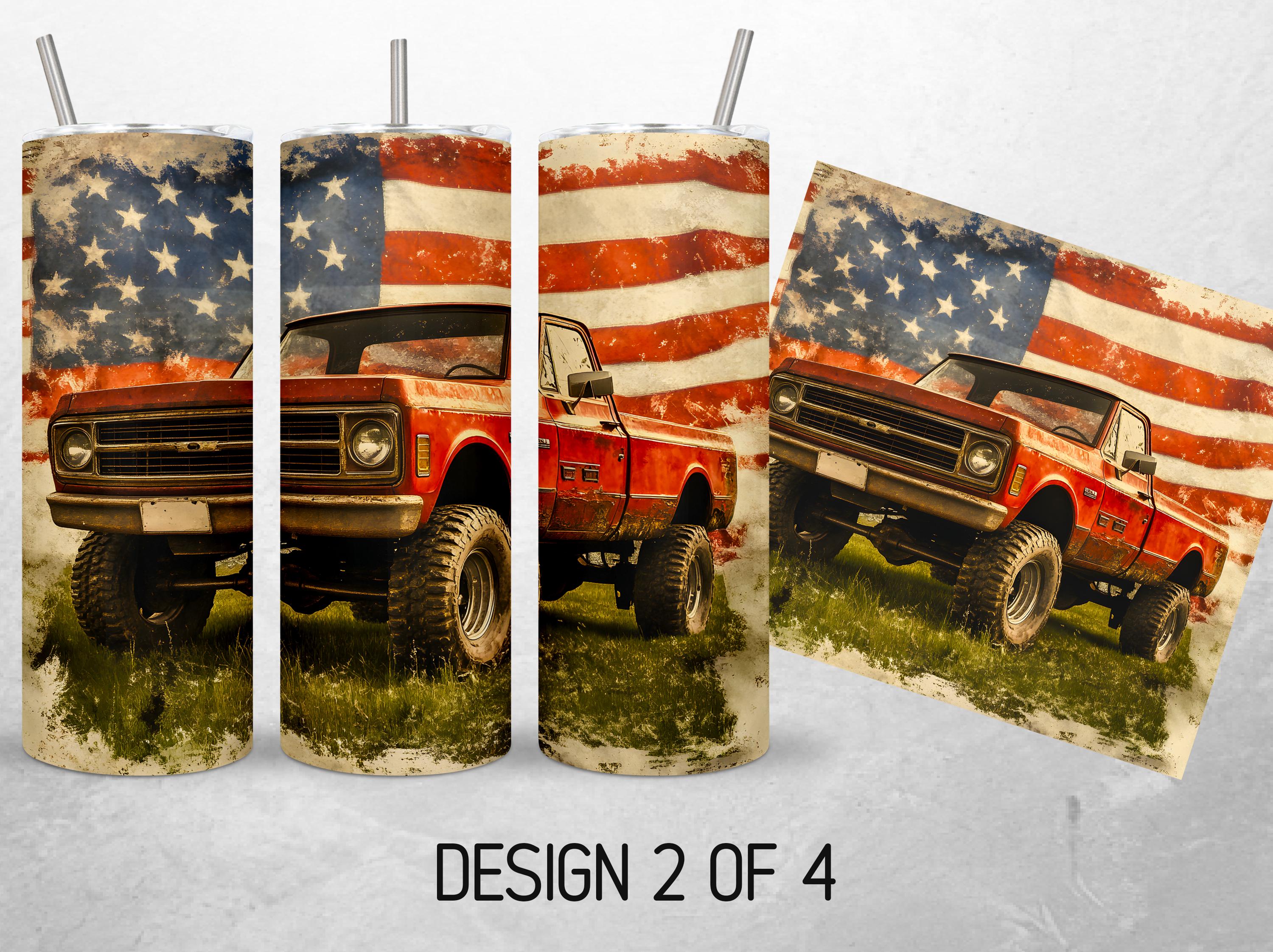 Square Body Truck Tumbler Wrap 20oz Bundle American Flag Truck Tumbler ...