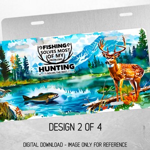 Hunting Fishing License Plate PNG Sublimation, Outdoor Wildlife Deer ...