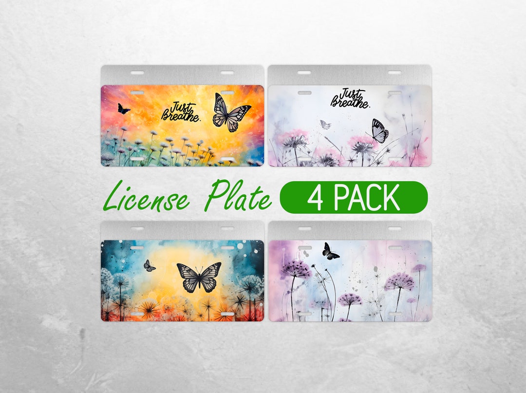 Just Breathe License Plate PNG Bundle Butterfly License Plate Design ...