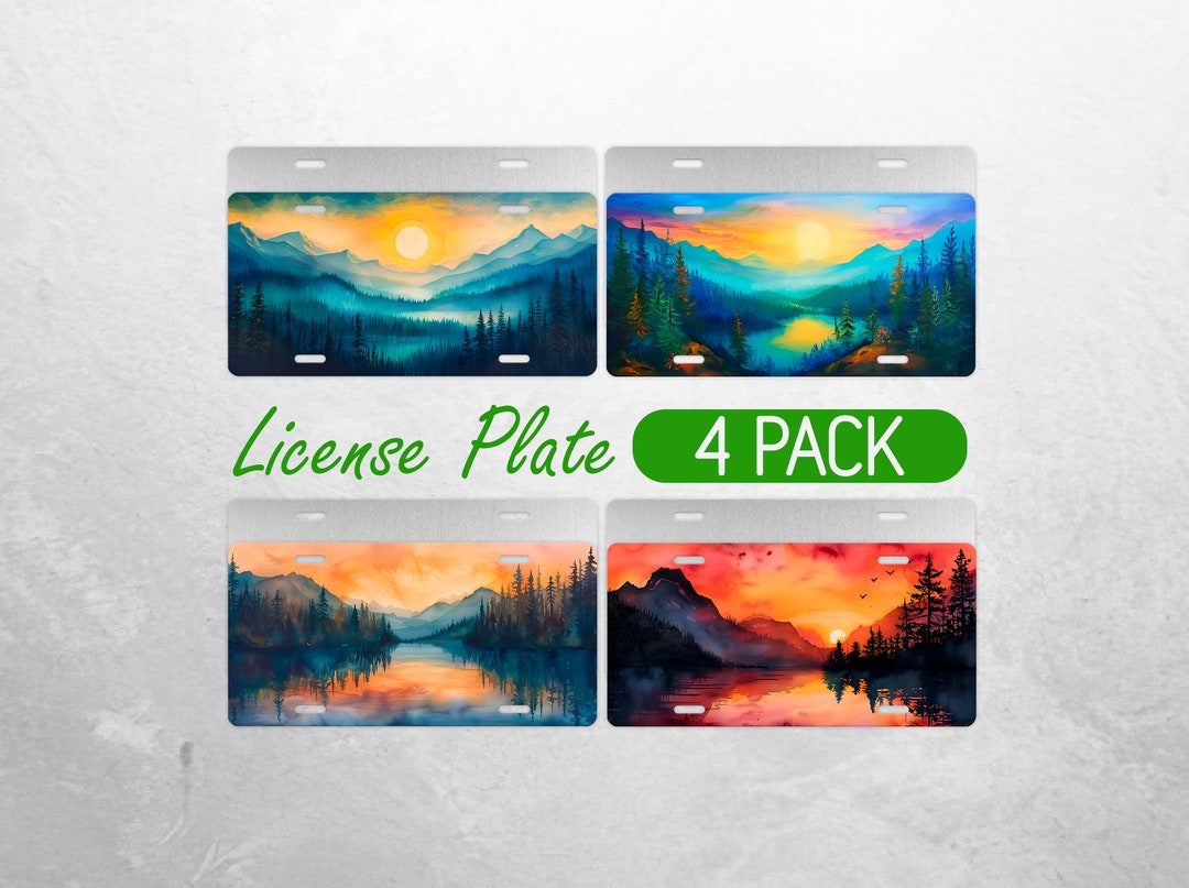 Forest Sunset License Plate PNG Mountains Outdoor License Plate Design ...