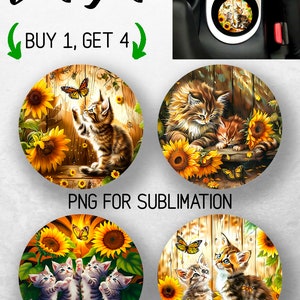 Cute Kitten Car Coaster PNG Butterfly Cat Car Coaster Sublimation ...