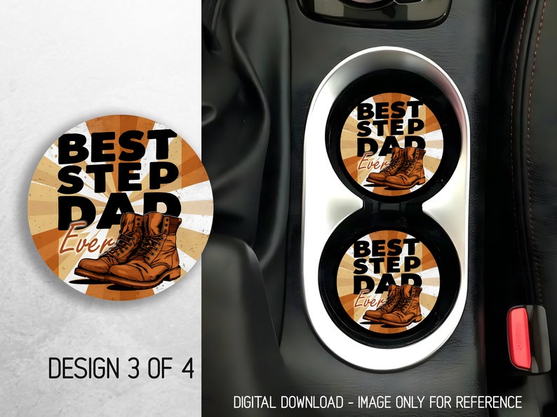 Step Dad Car Coaster PNG Father's Day Car Coaster Sublimation Designs ...