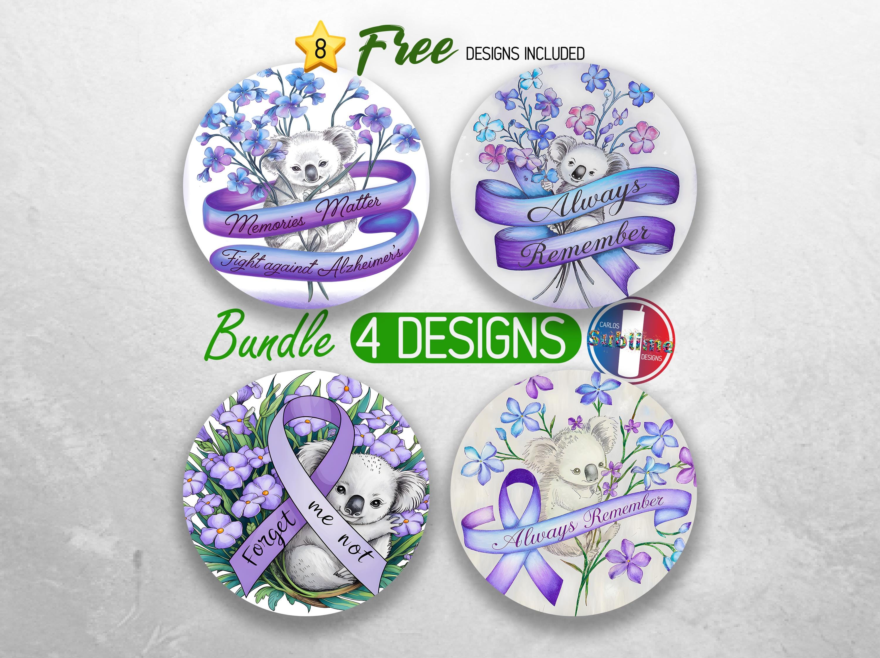 Alzheimer Awareness Car Coaster PNG Bundle Forget Me Not Coaster Png ...