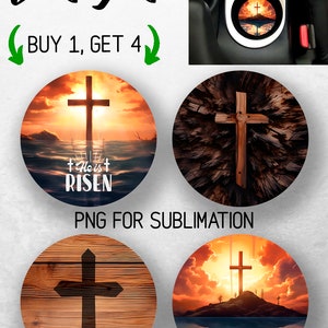 Bible Cross Car Coaster PNG Jesus He is Risen Car Coaster Sublimation ...
