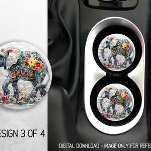 Embroidered Elephant Car Coaster PNG Floral Baby Elephant Car Coaster ...