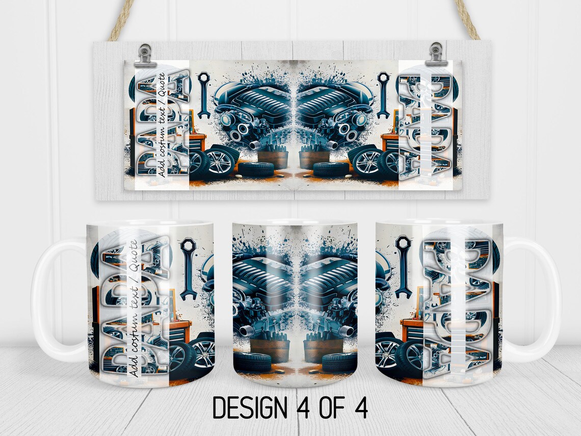 Mechanic Papa Dad Mug Wrap PNG Fathers Day 11oz and 15oz Mug ...