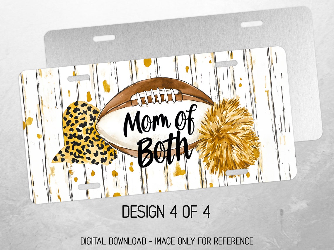 Football Cheer Mom of Both License Plate PNG Cheer Football Mom License ...