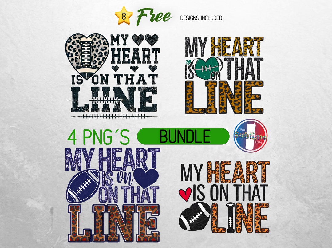 My Heart is on That Line Football PNG, Offensive Lineman, Leopard Heart ...