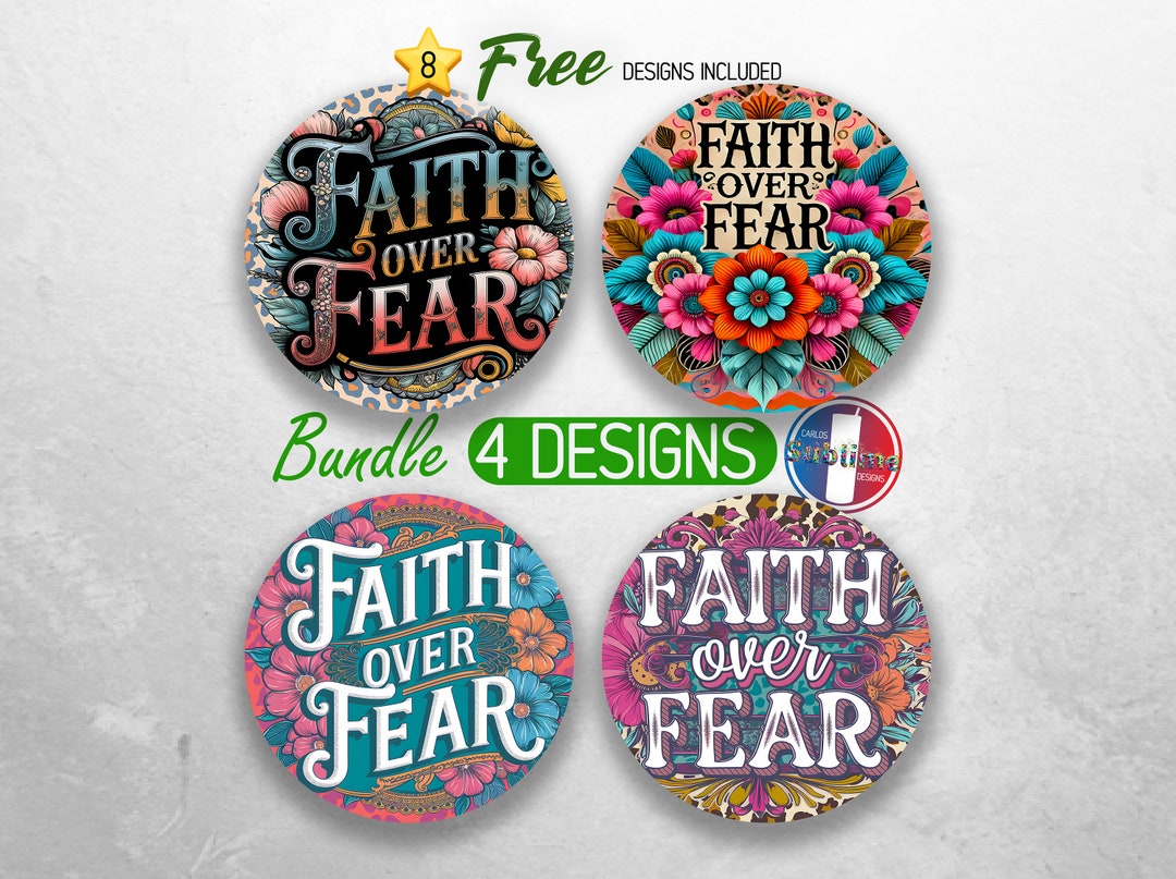 Faith Over Fear Car Coaster PNG Bundle Christian Coaster Png ...