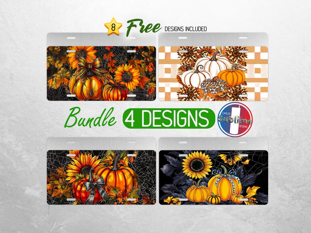 Fall Pumpkin License Plate PNG Halloween Pumpkin License Plate Design ...