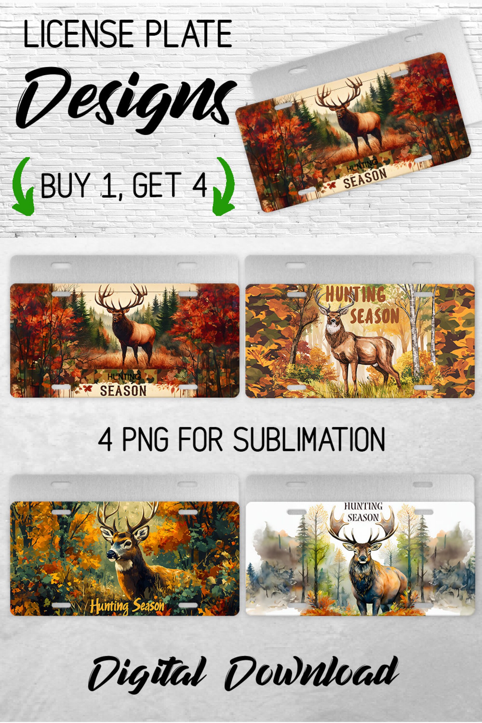 Camo Deer License Plate PNG Elk Hunting Season License Plate Design ...