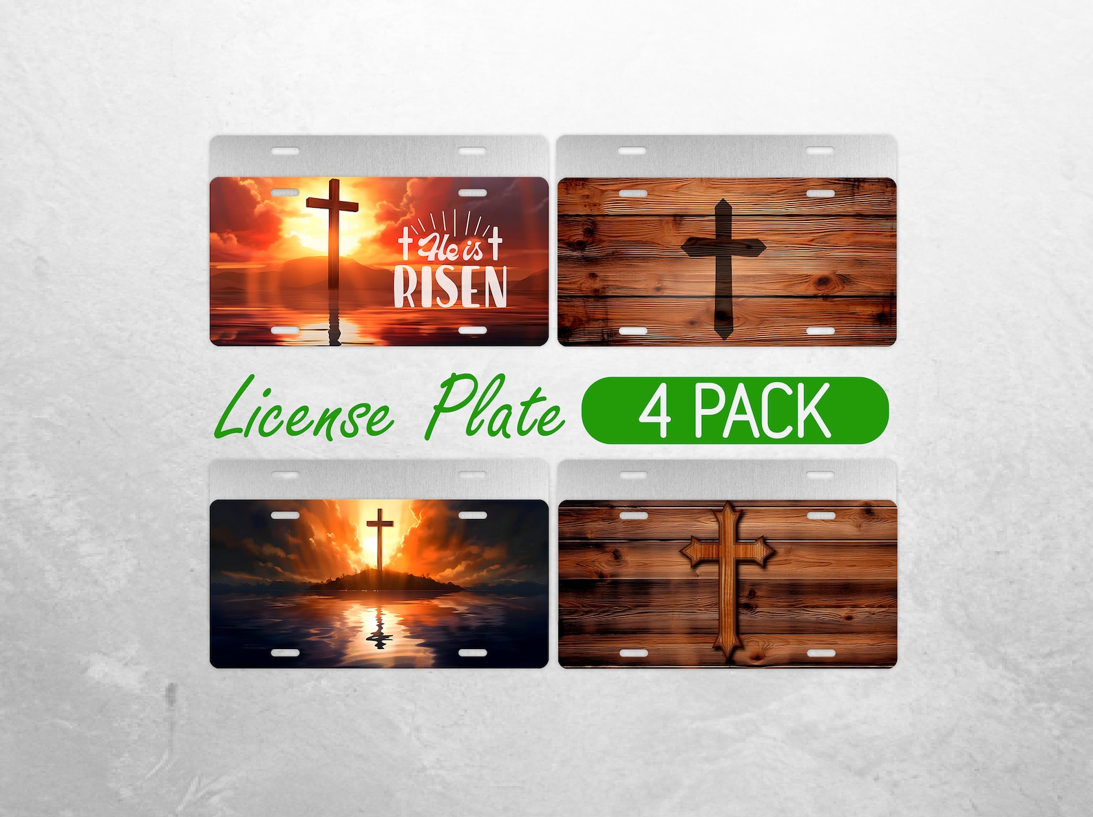 Bible Cross License Plate PNG Jesus He is Risen License Plate Design ...