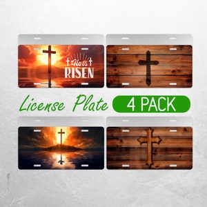 Bible Cross License Plate PNG Jesus He is Risen License Plate Design ...