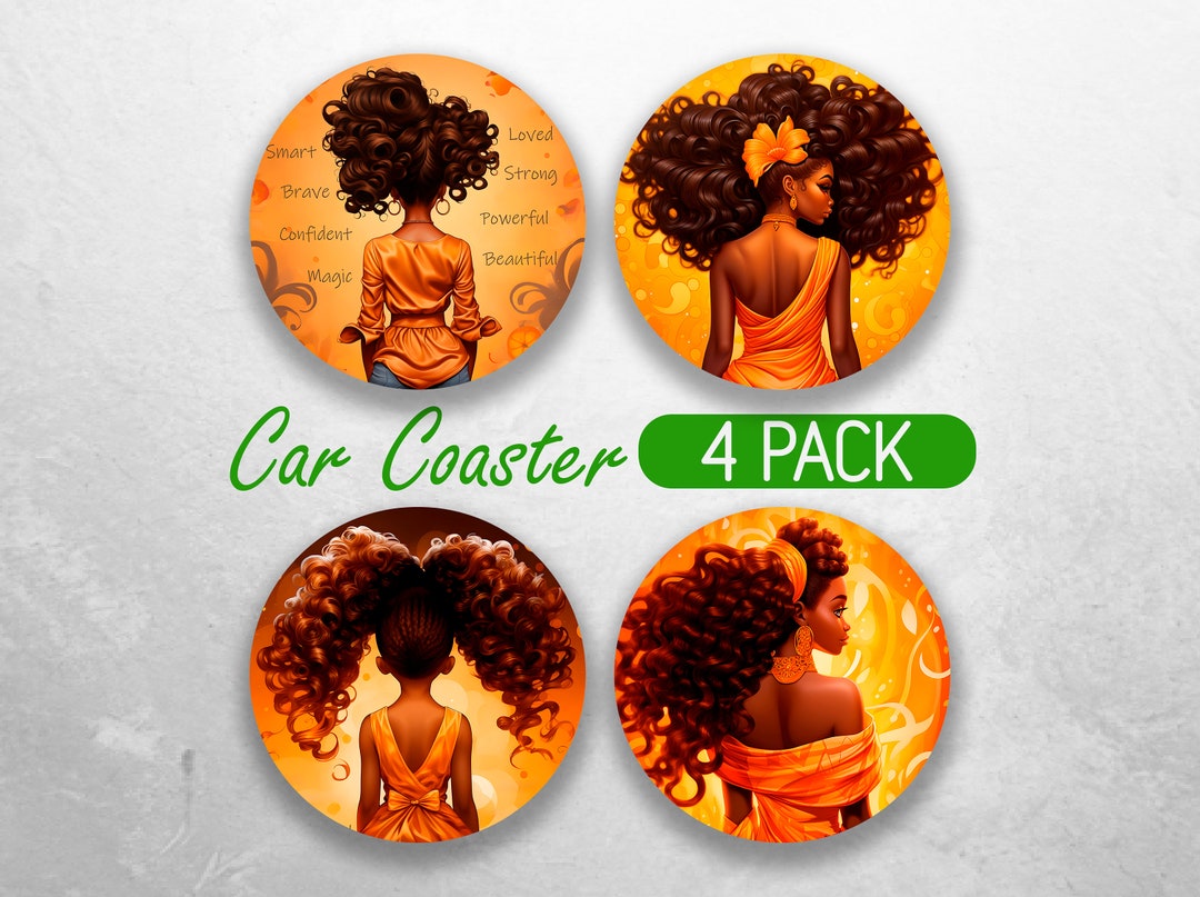 African American Women Car Coaster PNG Melanin Black Woman Car Coaster ...