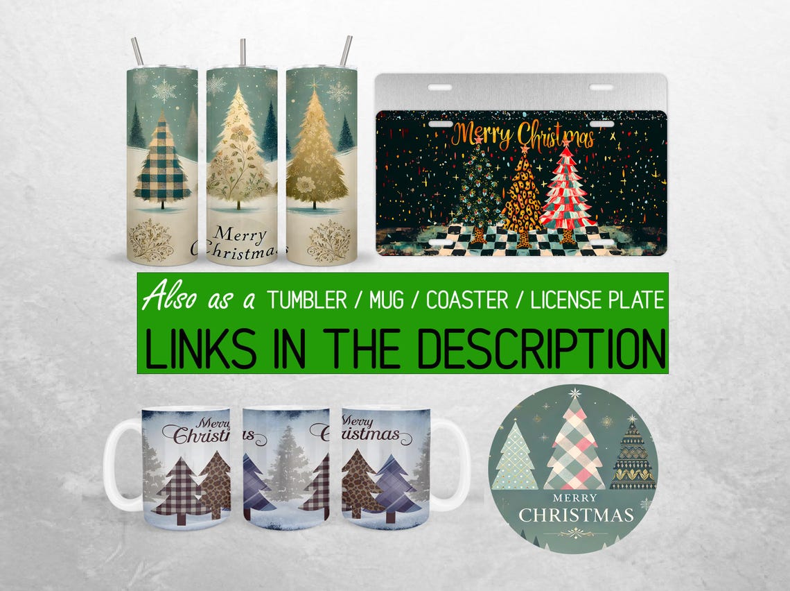 Christmas Tree License Plate PNG Bundle Merry Christmas License Plate ...