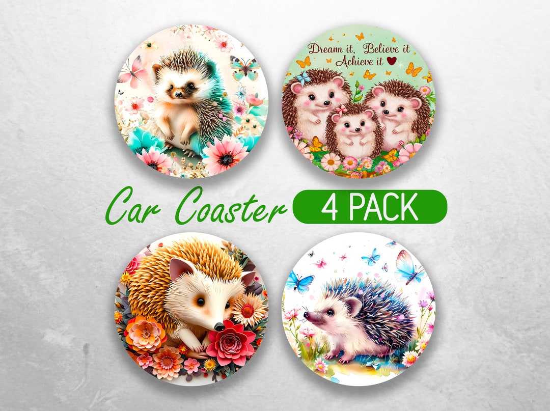 Cute Hedgehog Car Coaster PNG Baby Hedgehogs Flowers Car Coaster ...